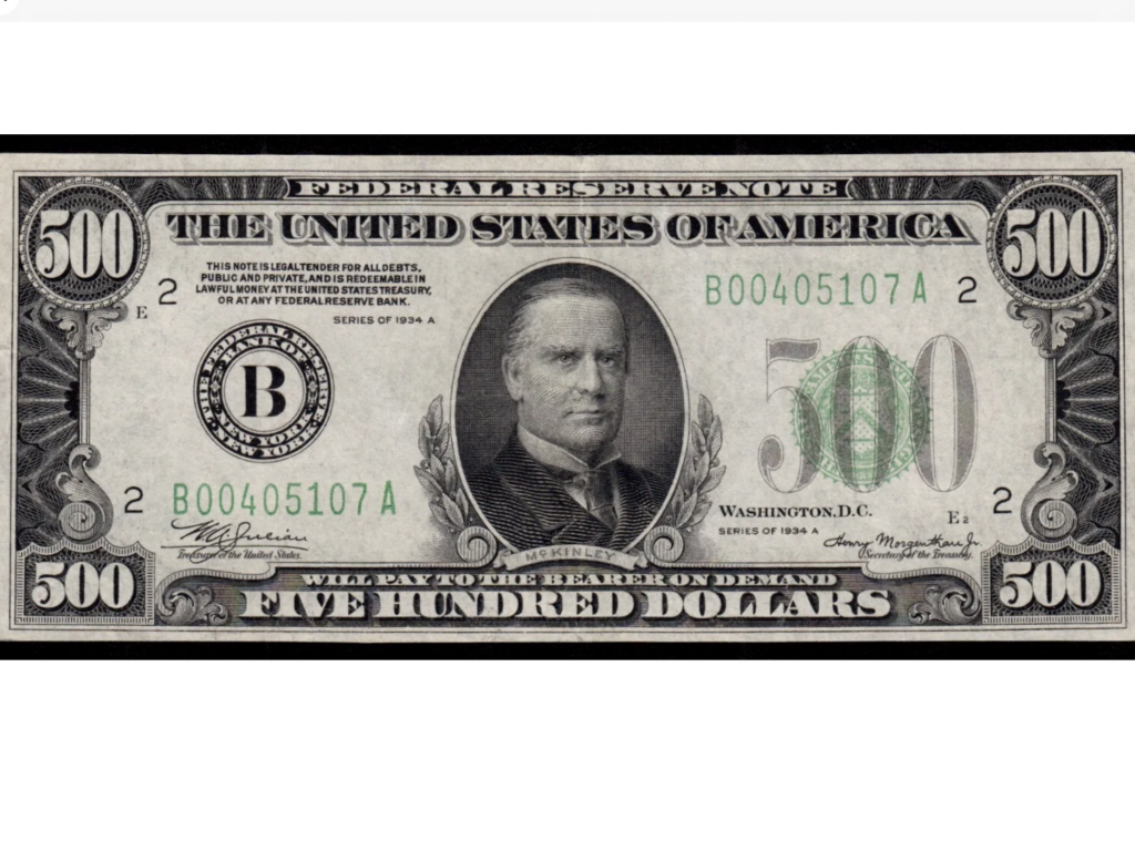  500 Dollar Bill US Currency PANDESTINY COM